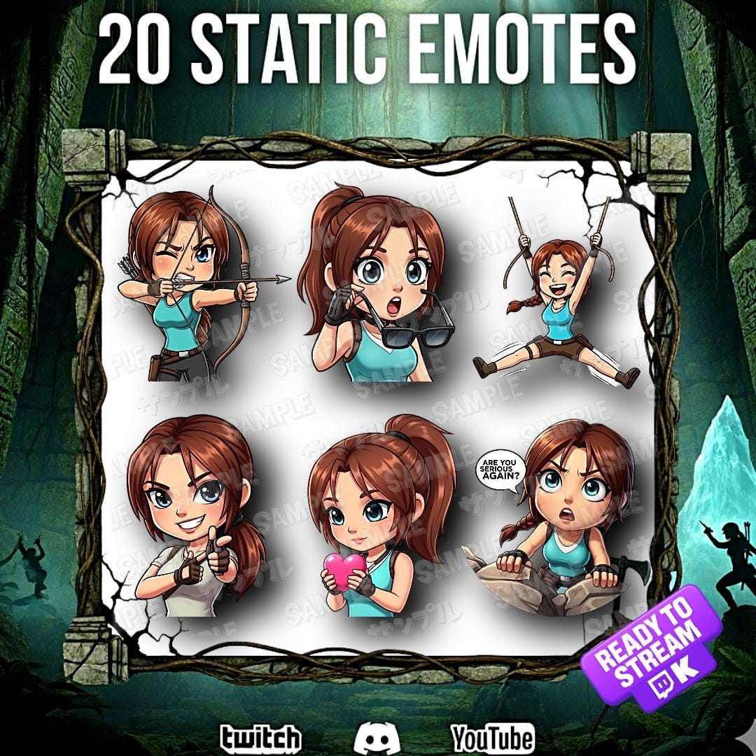 20 Tomb Raider Emotes and Badges | Lara Croft Icons for Twitch, Discord ...