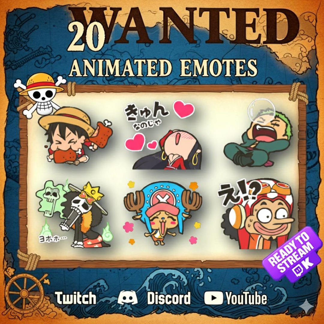 One P. 20 Animated Emotes | Custom Icons for Twitch, Discord, and ...