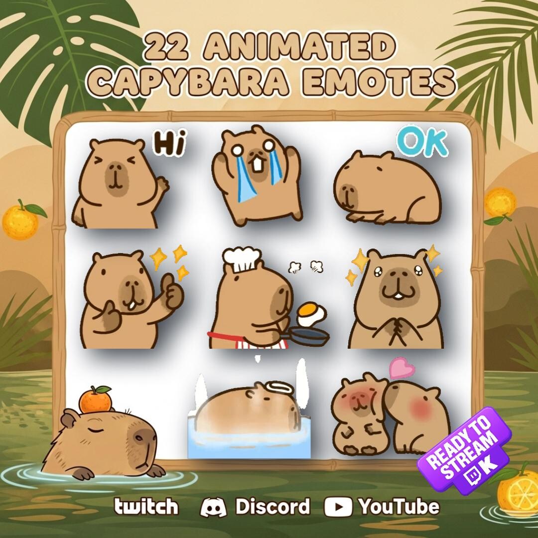 Capybara 22 Animated Emotes (capybara) | Chill Emotes for Twitch ...