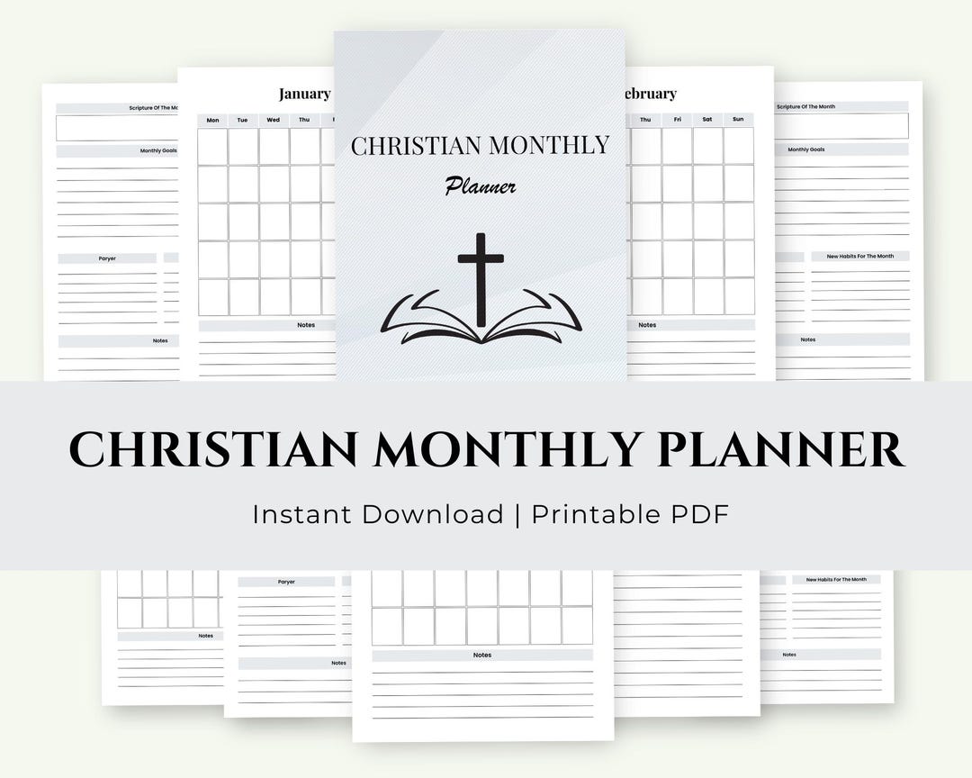 Christian Monthly Planner Printable | Faith-based Calendar Pages ...