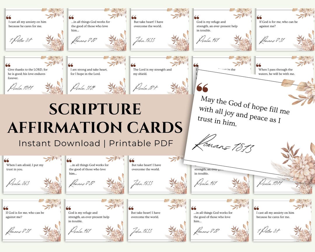 Scripture Affirmation Cards Printable | Christian Encouragement PDF ...