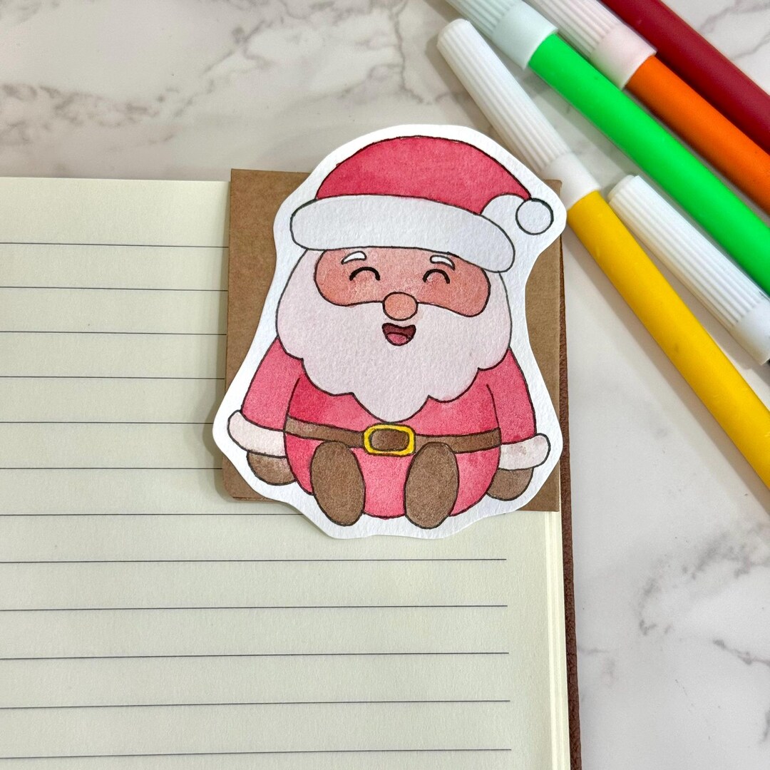 Santa Claus Paper Bookmark, Christmas Magnetic Bookmark Gift, Handmade ...