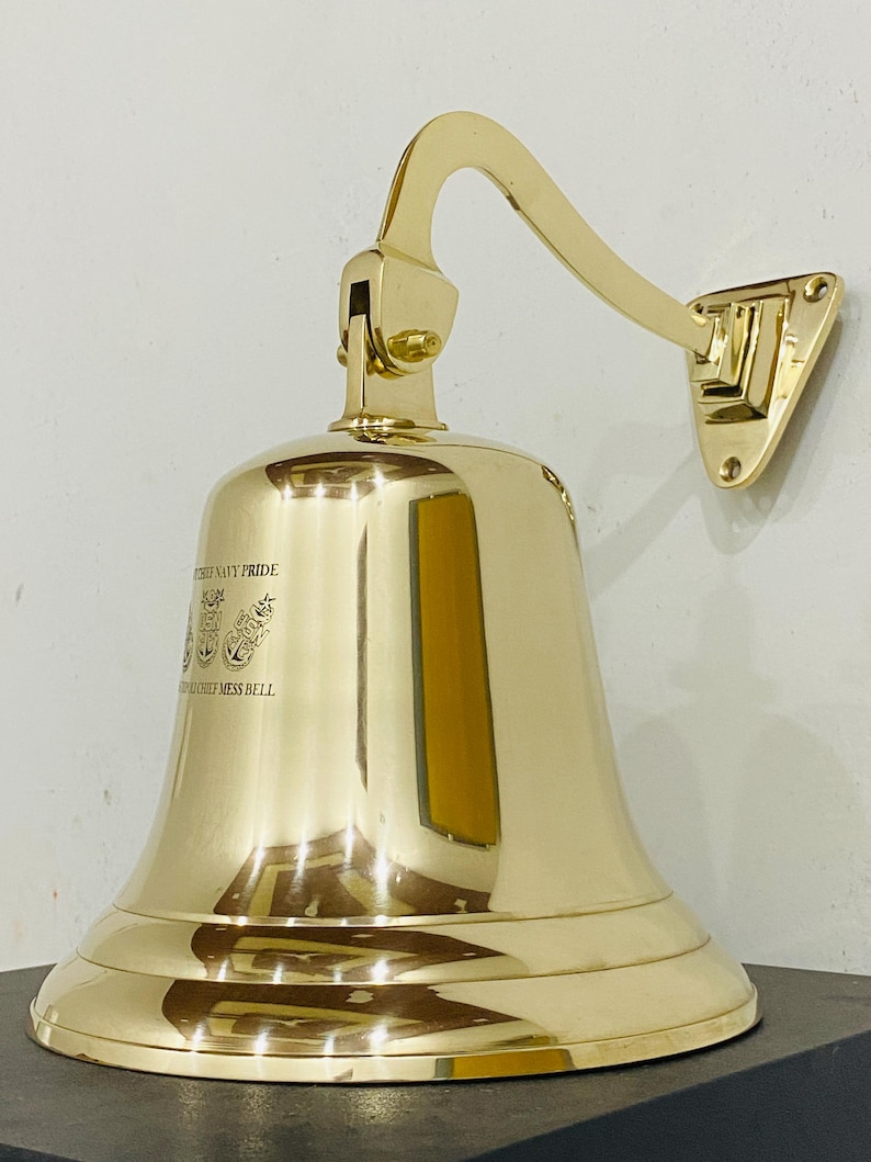Personalized Brass Wall Mounted Bell: Engraved Nautical Decor - Etsy