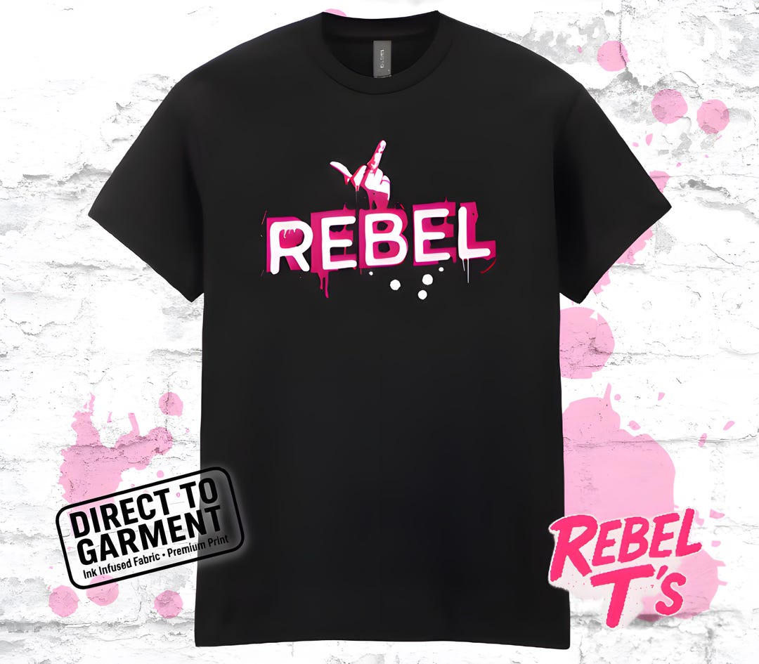 Rebel Middle Finger Tee – Acid-pink & White Chest Print Streetwear - Etsy