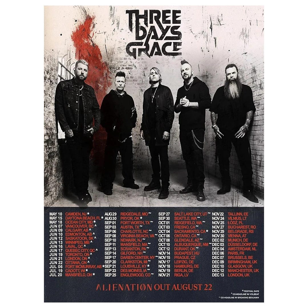 Three Days Grace Live 2025 Tour Poster Digital - Etsy