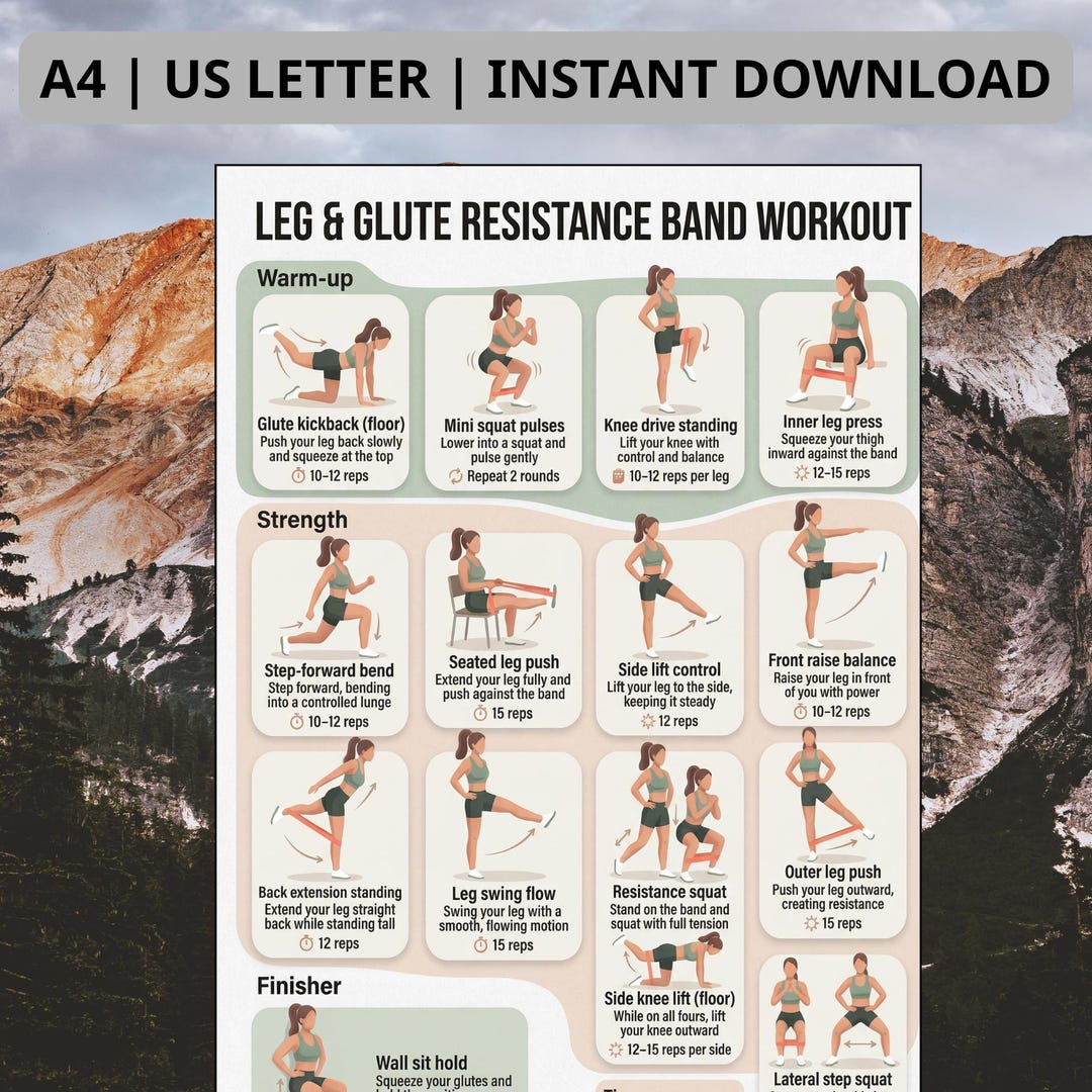 Leg Glute Resistance Band Workout Chart (2 PDF Download) - Etsy UK