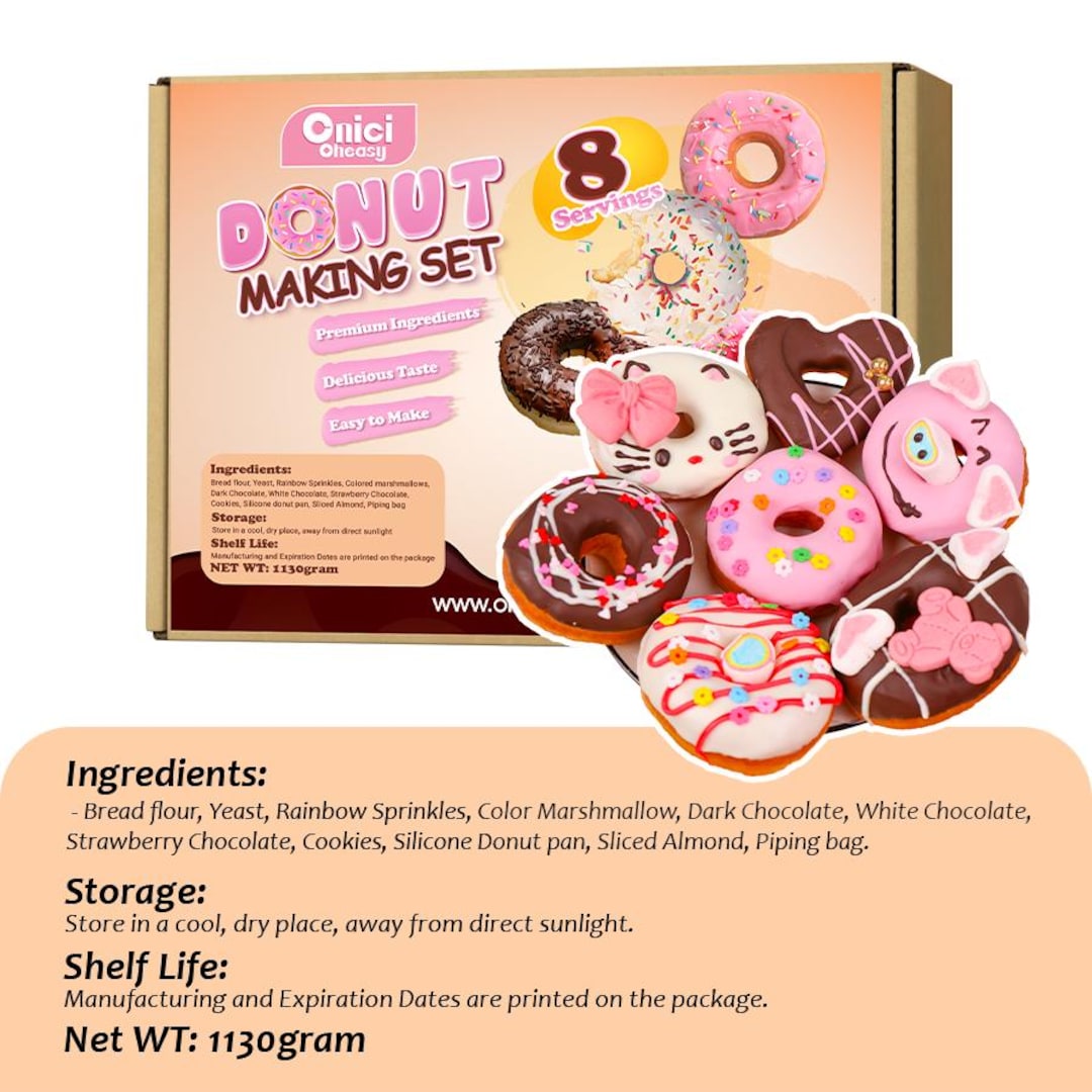 DIY Donut Making Kit – Make 8 Homemade Donuts, Includes Toppings, Donut ...