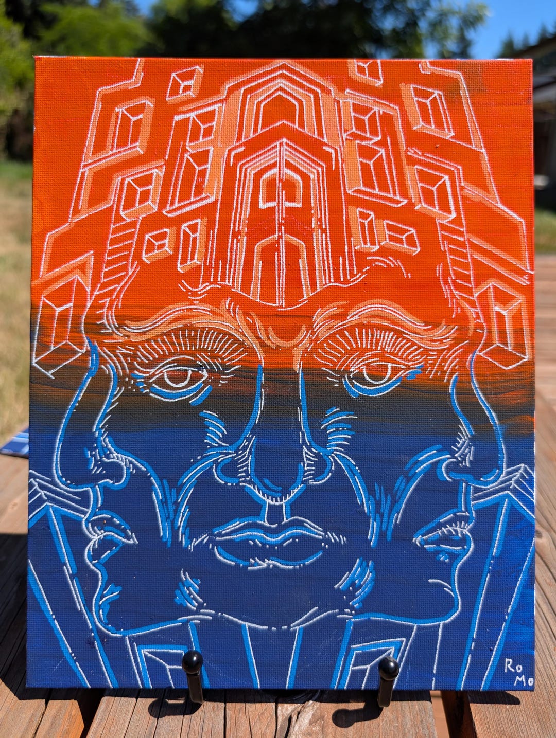 Three-headed God. Fantasy Art. Original Painting - 8x10 Acrylic - Etsy
