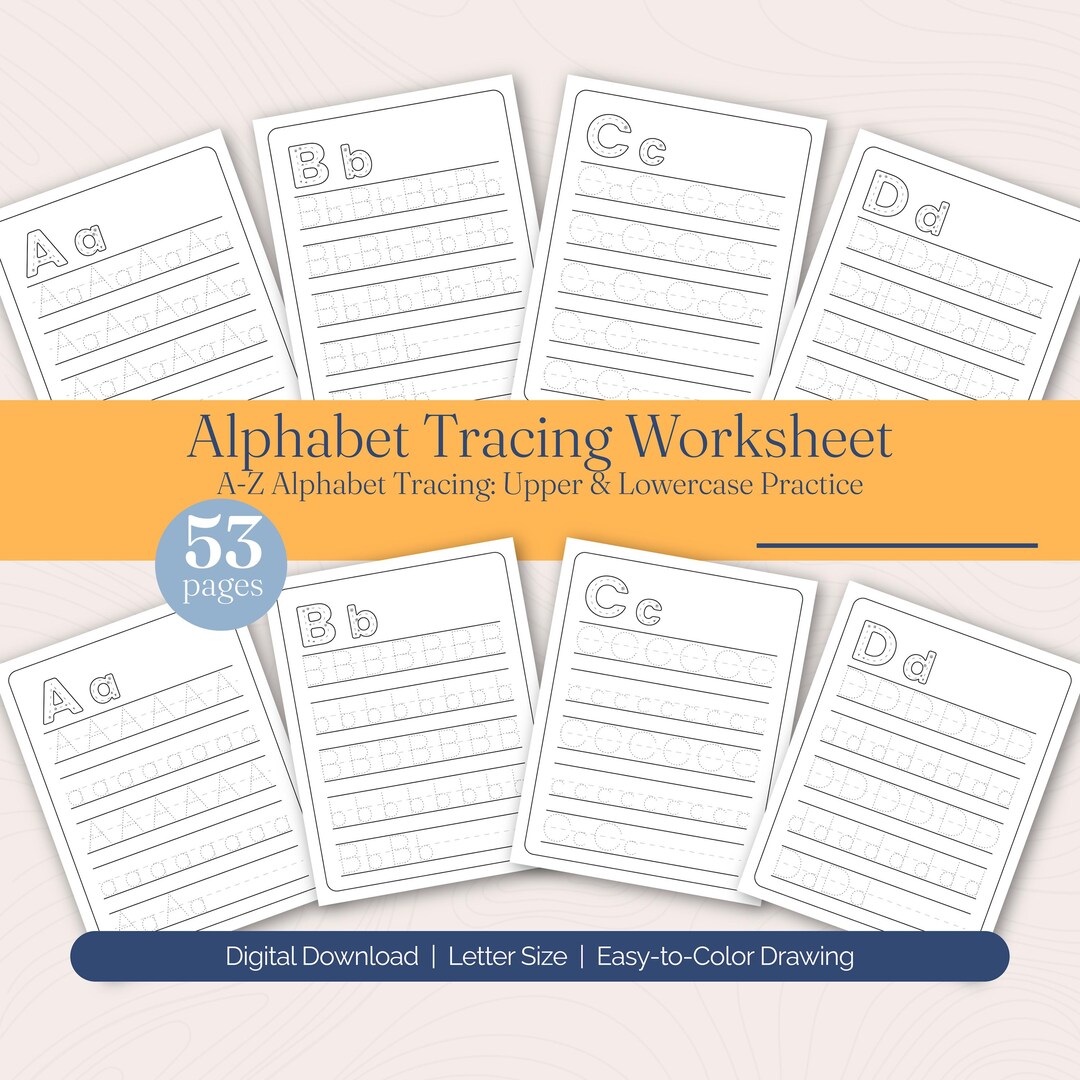 Printable Alphabet Tracing Worksheets, Uppercase and Lowercase Letter ...