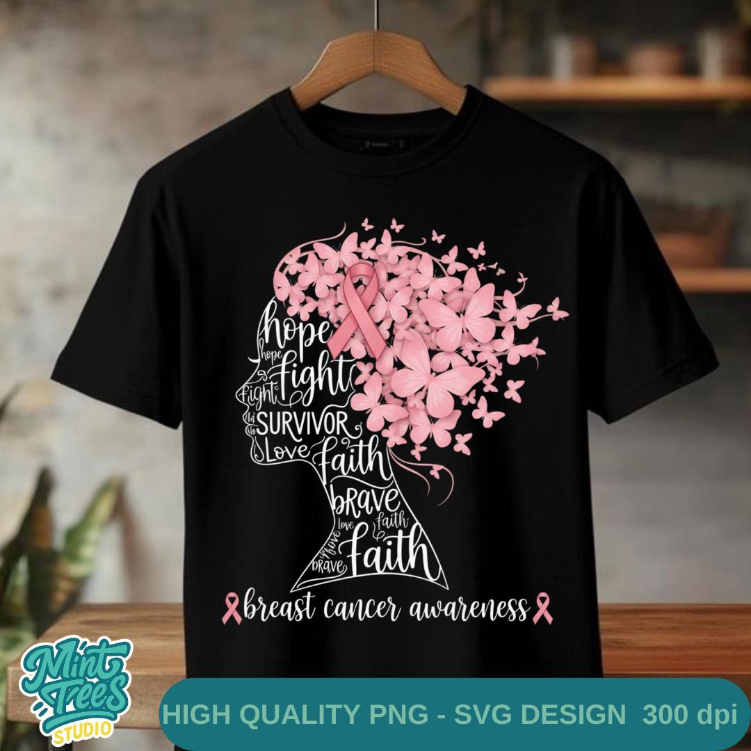 Breast Cancer Awareness PNG | Pink Butterfly Head Clipart | Survivor ...