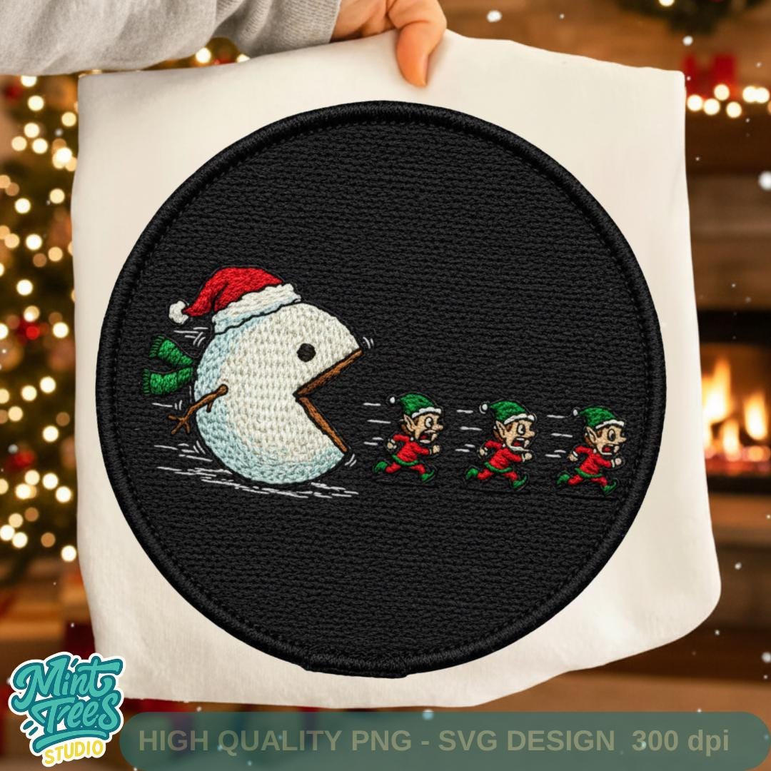 Funny Christmas Snowman PNG | Snowman Chasing Elves Clipart | Cute ...