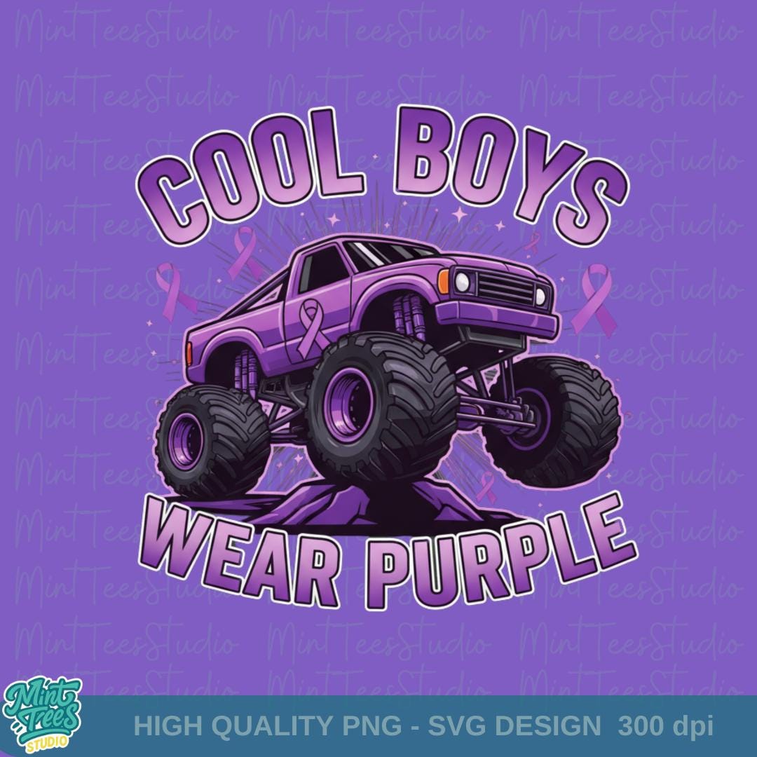 Epilepsy Awareness Monster Truck PNG | Purple Ribbon Clipart - Etsy