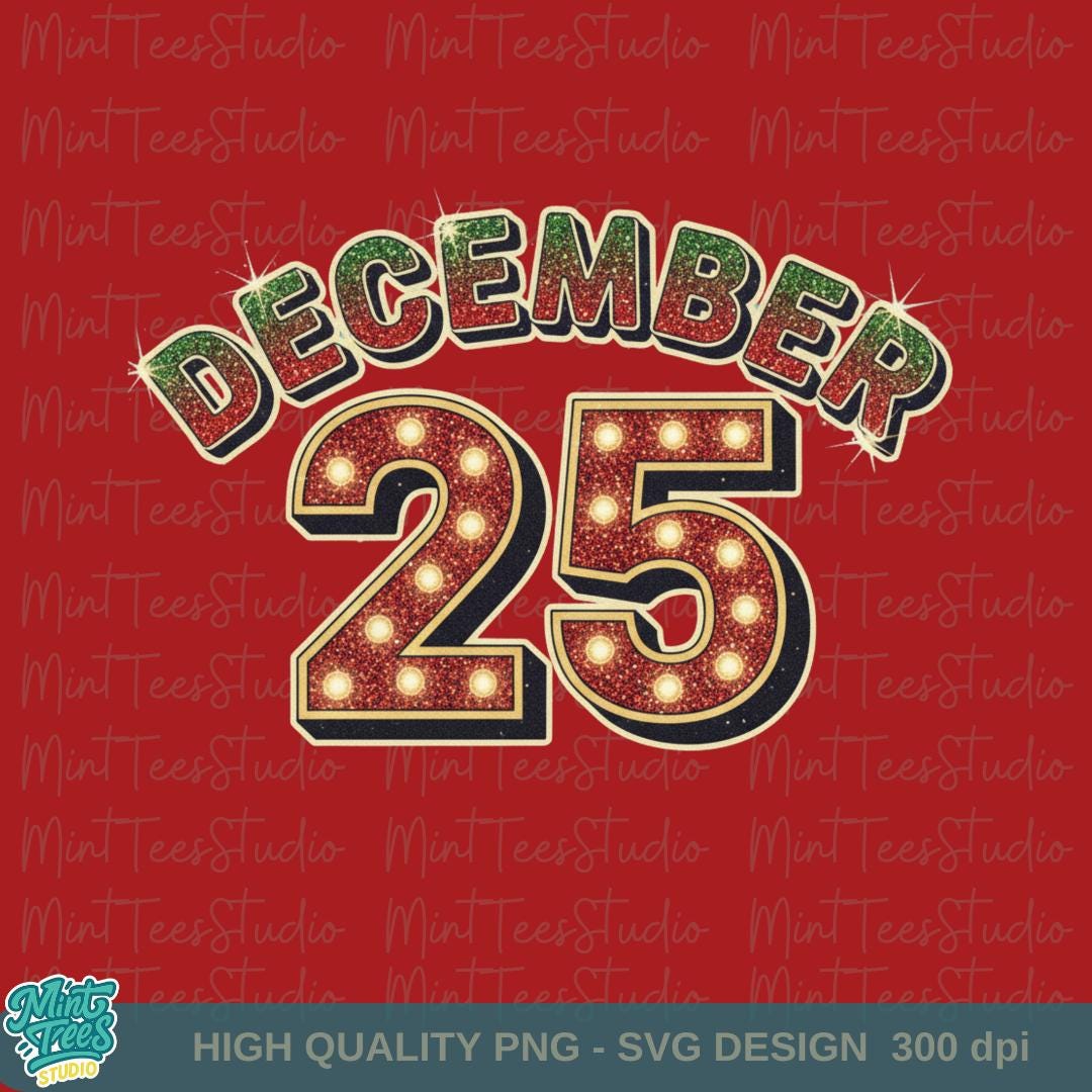 December 25 Retro Sign PNG | Vintage Christmas Lights Design | Festive ...