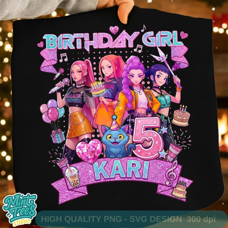 Editable Birthday Girl PNG | Custom Name Age PNG | Pop Star Party Shirt ...