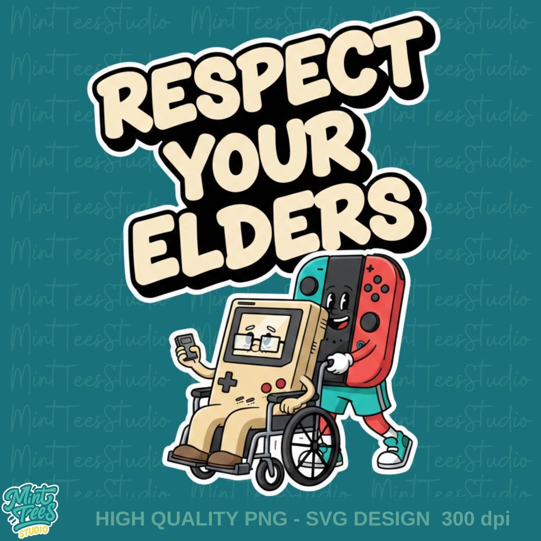 Respect Your Elders Retro Gaming PNG | Funny Gamer Nostalgia Sticker ...