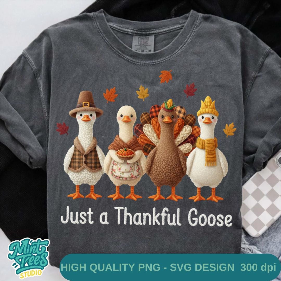 Thankful Goose PNG: Farmhouse Thanksgiving Clipart (digital Download ...