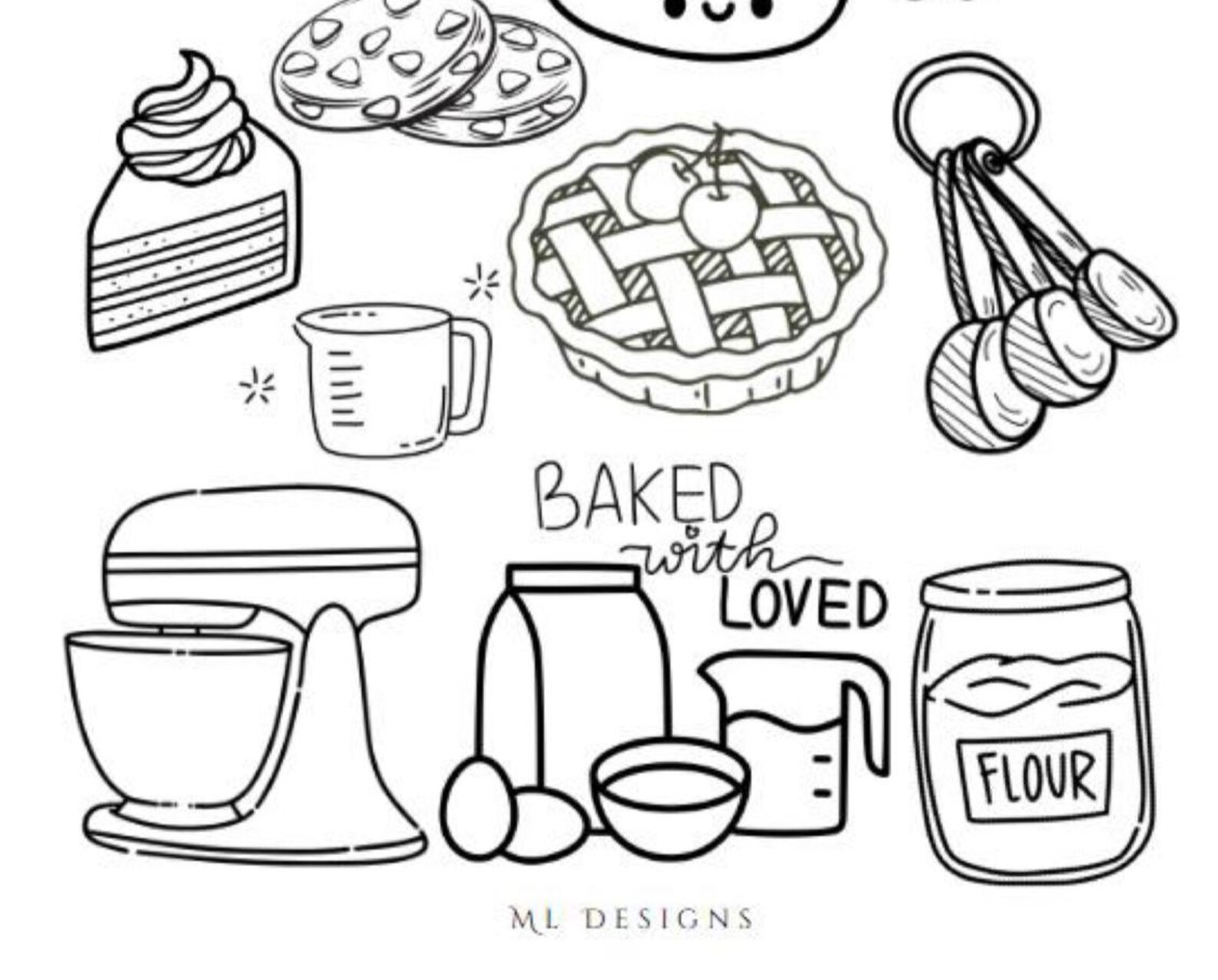 Baking Fun Coloring | Printable 3 Sheets - Etsy
