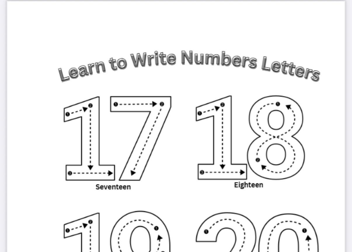 Learn to Write Numbers 1 to 20 | Printable 3 Sheets - Etsy