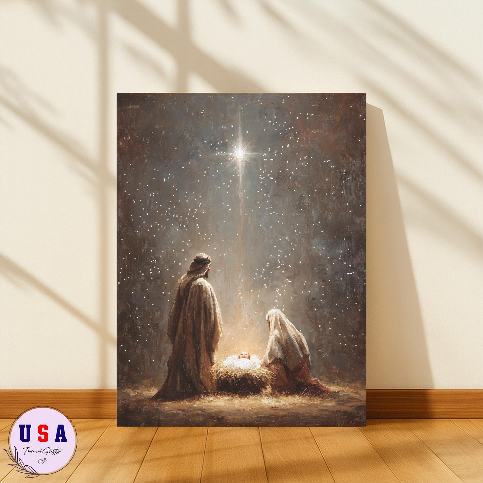 Holy Family Nativity Canvas & Poster, Baby Jesus Christmas Wall Art - Etsy