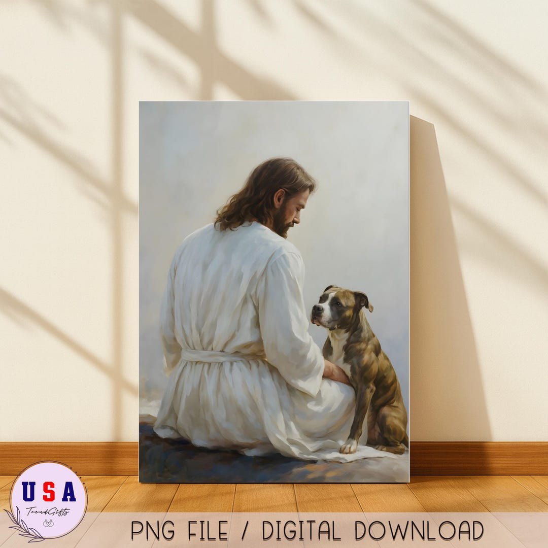 Jesus and Dog Print, Christian Home Decor (PNG File) - Etsy