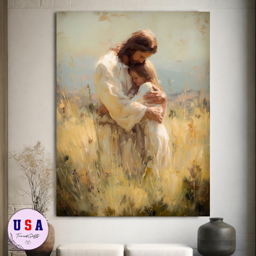 Jesus Embracing Child Canvas, Christian Love Faith Wall Art - Etsy
