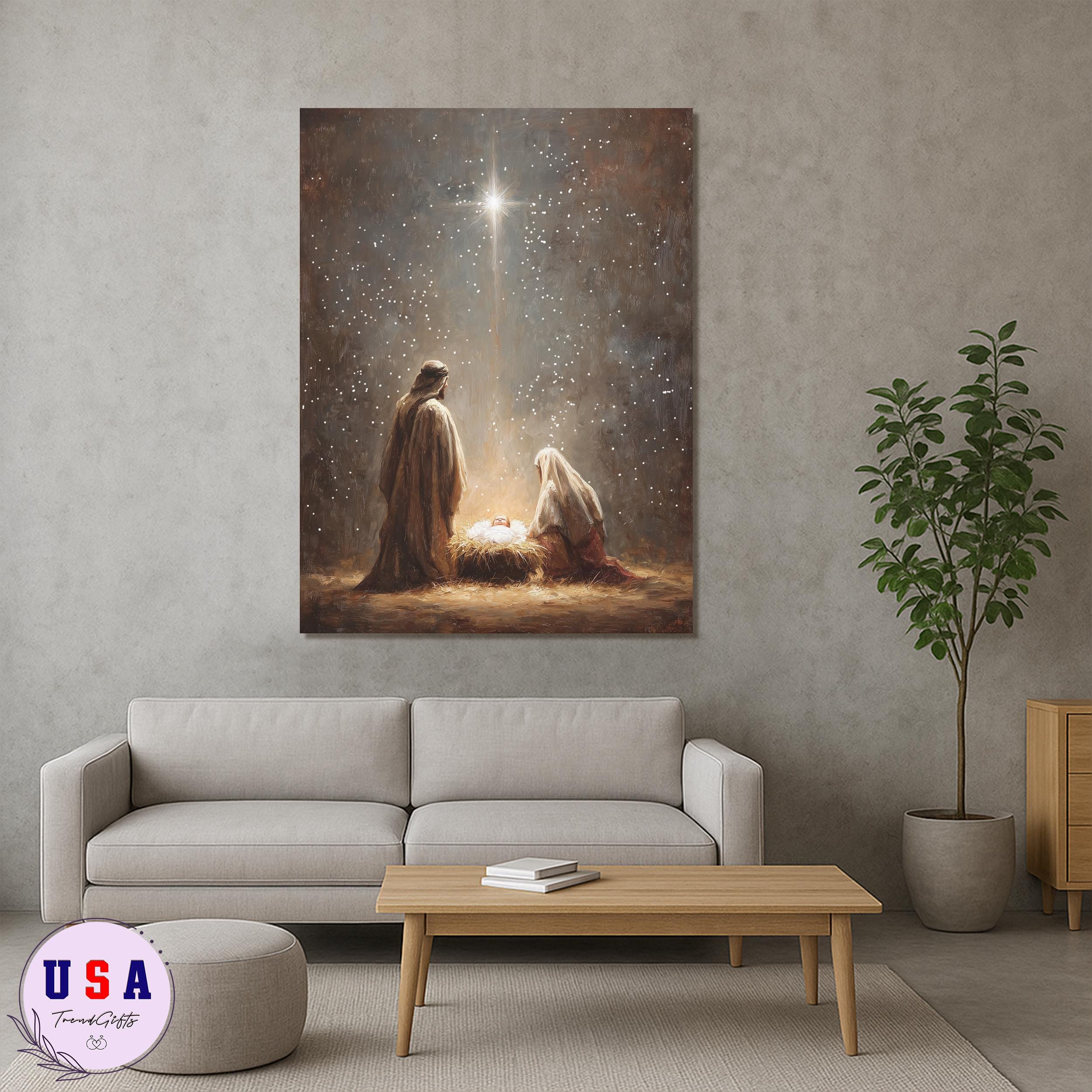Holy Family Nativity Canvas & Poster, Baby Jesus Christmas Wall Art - Etsy
