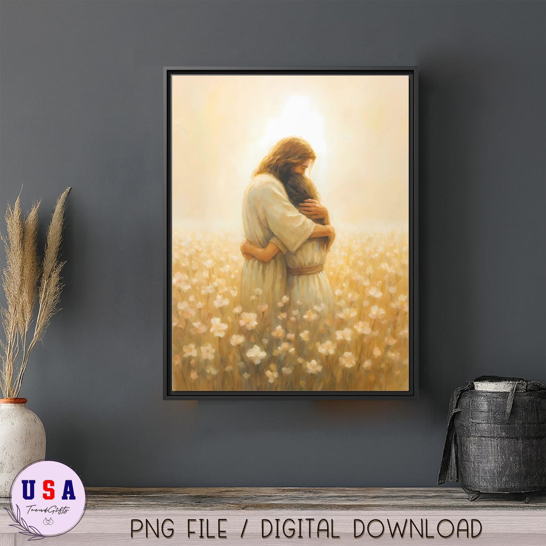 Jesus Hug Wall Art Digital Download, Spiritual Christian Canvas Print ...