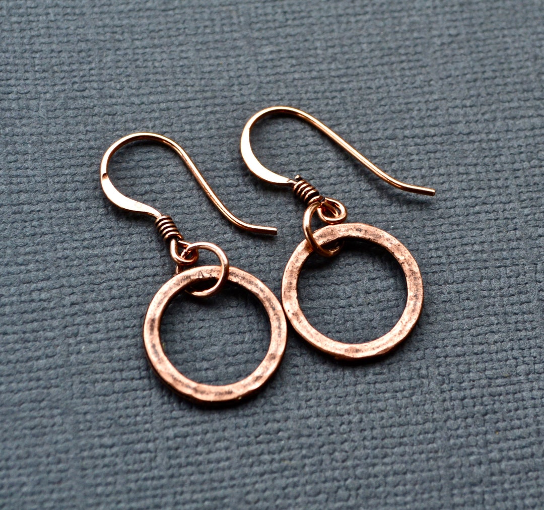 Copper Hoop Earrings . Hammered or Smooth - Etsy