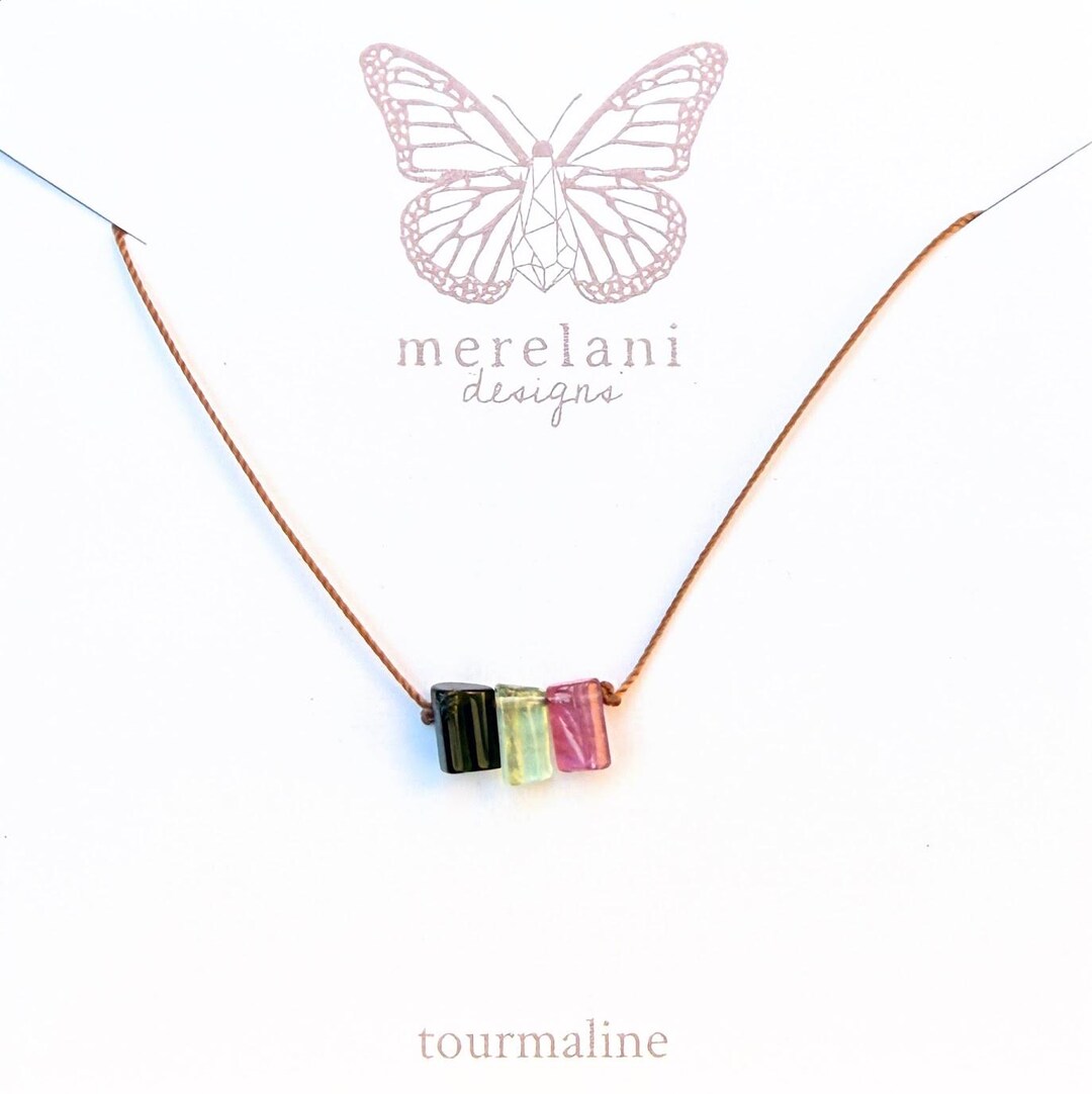 Multi Tourmaline Stick Gemstone Bar . Hand Knotted . Cord . Necklace ...