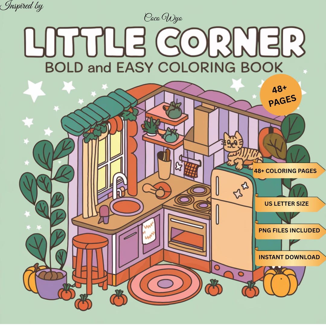 Coloring Book, Cozy Home Coloring Pages, Stress Relief Art, Easy and ...