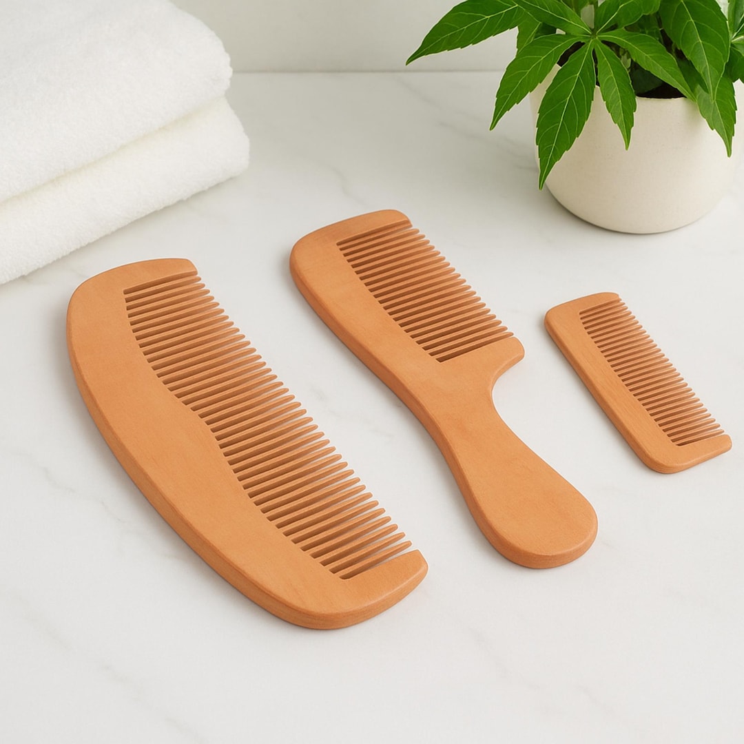Handmade Neem Wood Comb Set: Anti-dandruff Wide Tooth Combs - Etsy