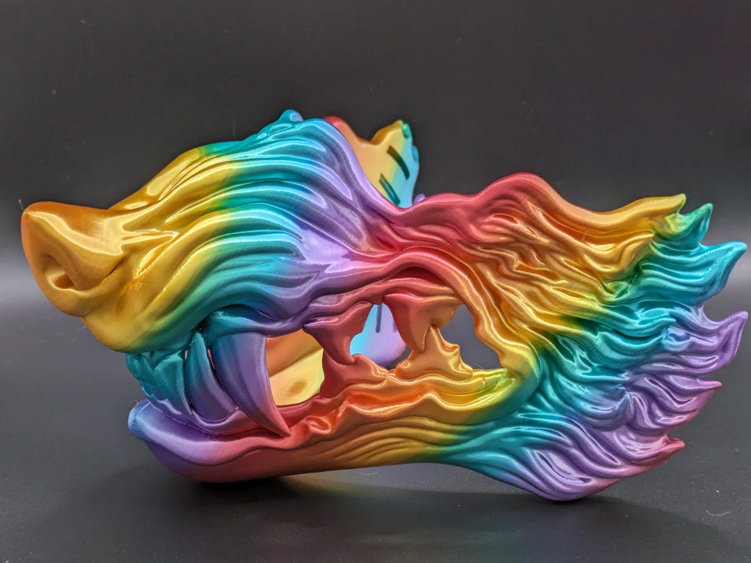 Snarling Wolf Mask Silk Rainbow Samurai Style Mask - Etsy