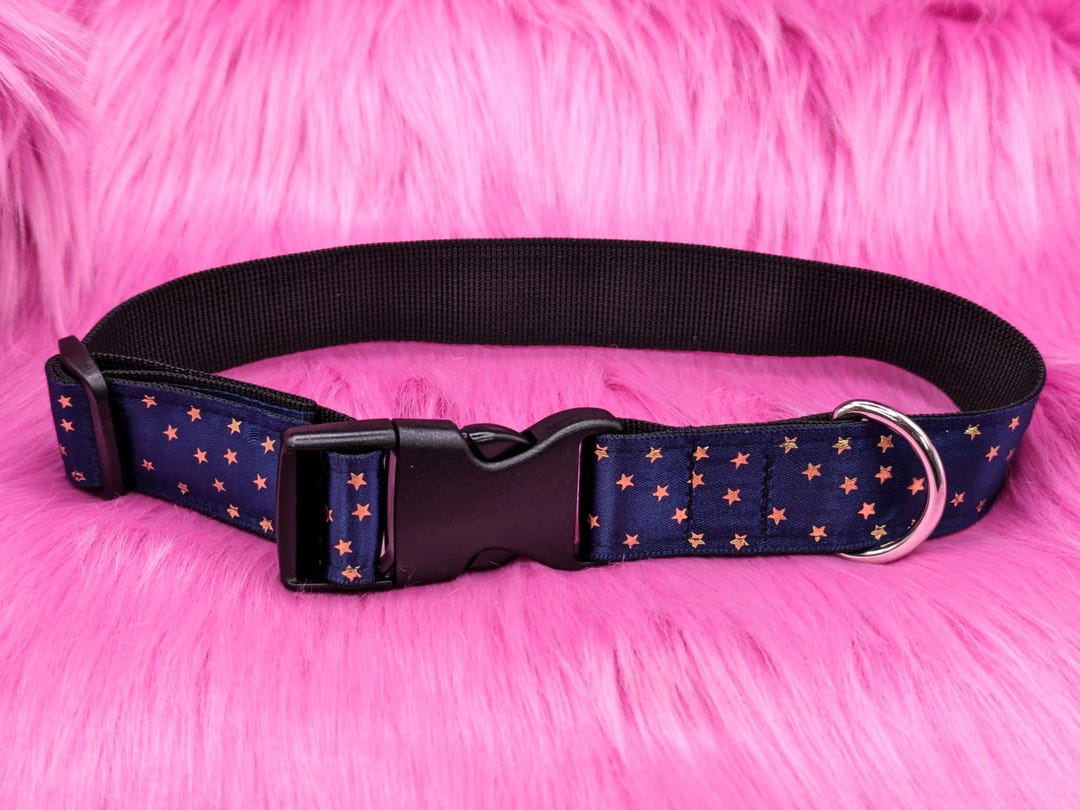 Handmade Satin and Webbing Adjustable "starry Sky" Collar - up to 40cm ...