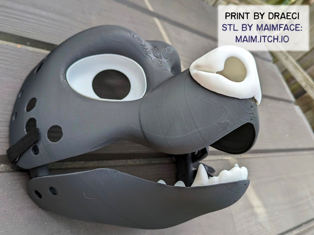 Black Bear Toony - 3D Printed Fursuit Head Blank Complete Headbase Kit ...