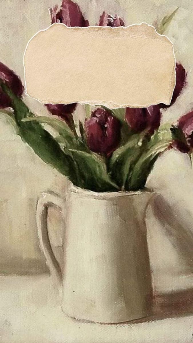 Vintage Tulip Phone Wallpaper – Rustic Floral Lock Screen, Burgundy ...
