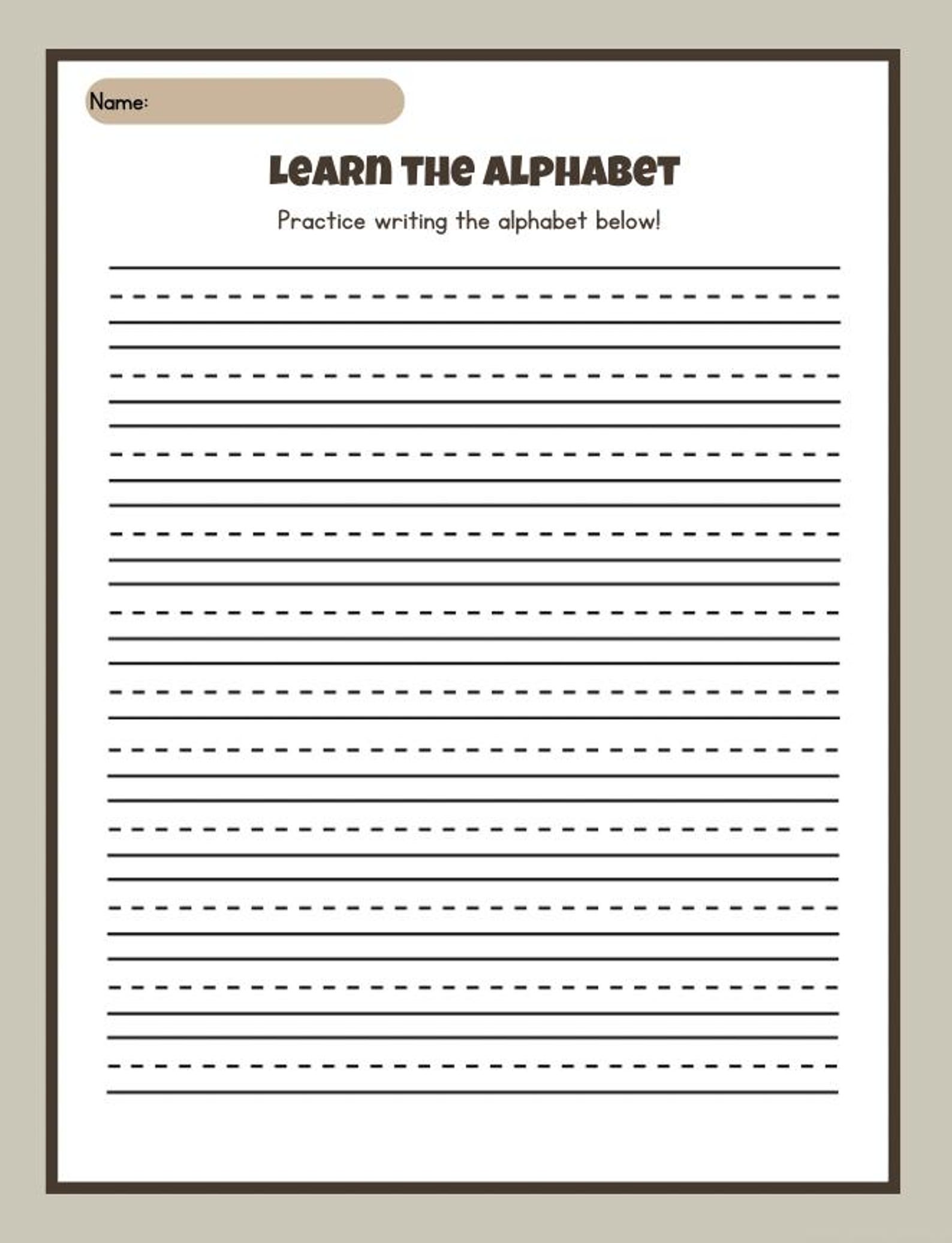 Alphabet Writing Practice Sheet | Learn the Abcs Printable for Kids ...