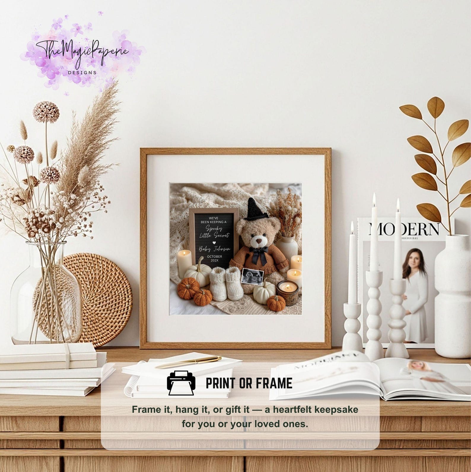 Halloween Pregnancy Announcement Digital, Fall Baby Reveal, Little Boo ...