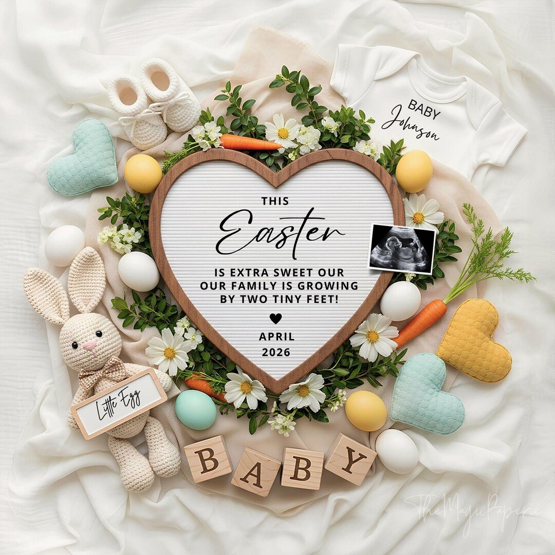 Easter Baby Pregnancy Announcement, Gender Neutral Baby Reveal, April ...