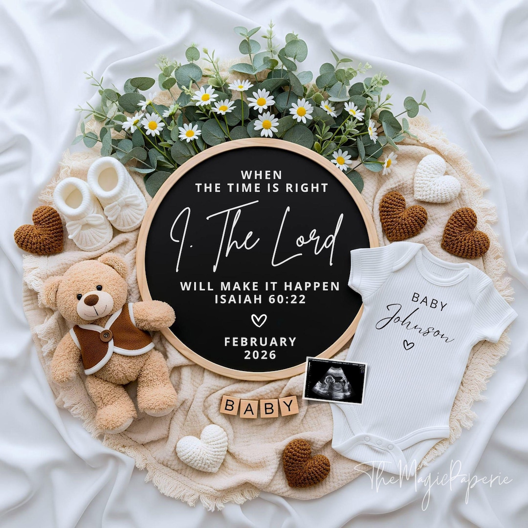 Religious Baby Reveal Announcement Neutral Christian Digital Pregnancy ...