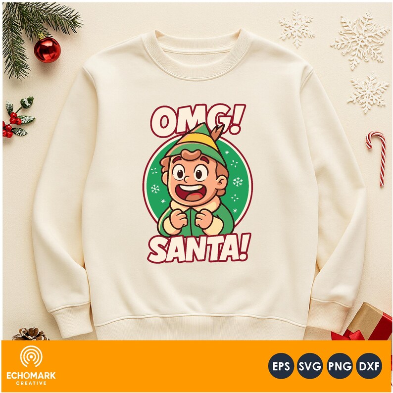 OMG Santa SVG | Funny Christmas SVG | Excited Elf Holiday Design ...