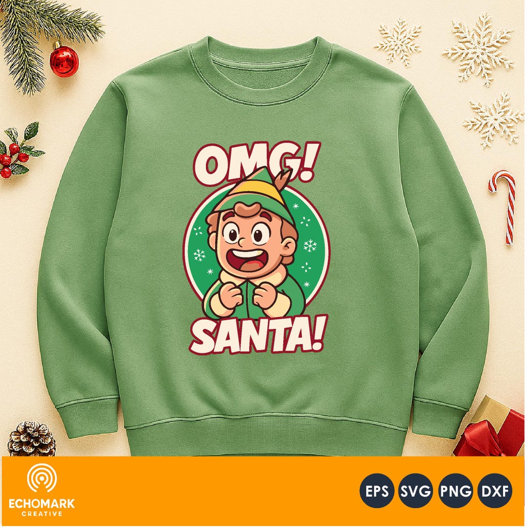 OMG Santa SVG | Funny Christmas SVG | Excited Elf Holiday Design ...