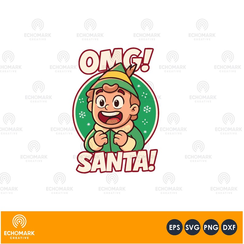 OMG Santa SVG | Funny Christmas SVG | Excited Elf Holiday Design ...