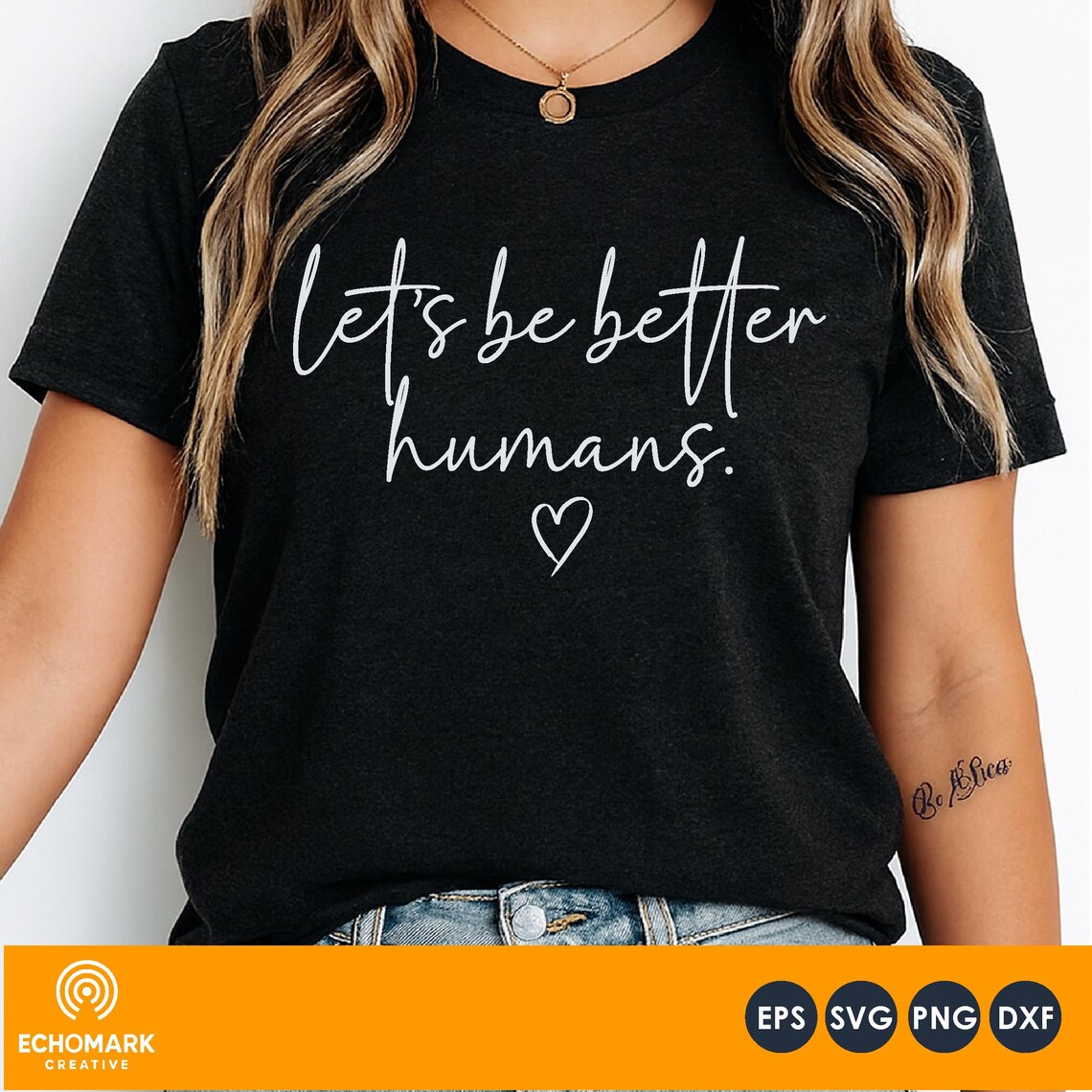 Let's Be Better Humans SVG: Cursive Font With Hand-drawn Heart (digital ...