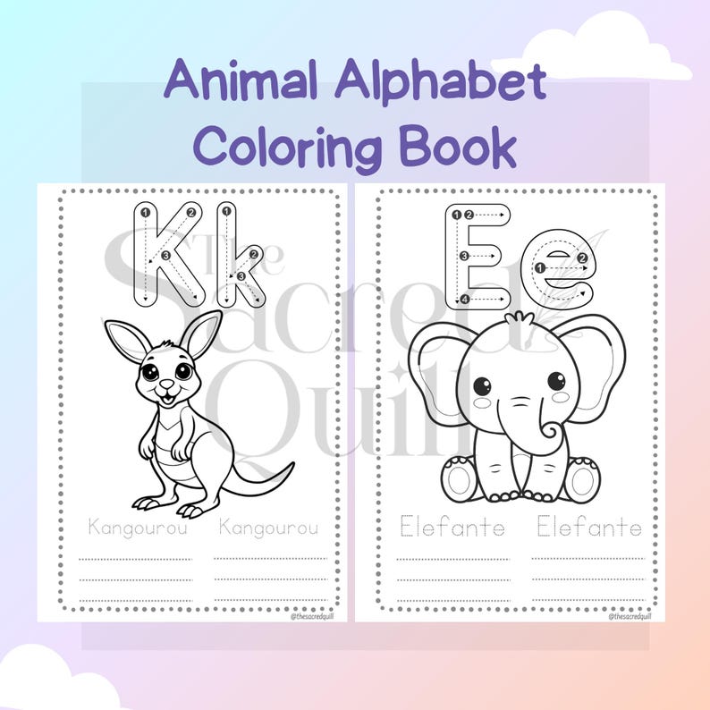 Printable Animal Alphabet Coloring & Tracing Book | PDF Download A4 ...