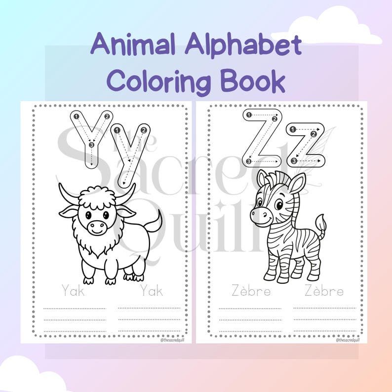 Printable Animal Alphabet Coloring & Tracing Book | PDF Download A4 ...