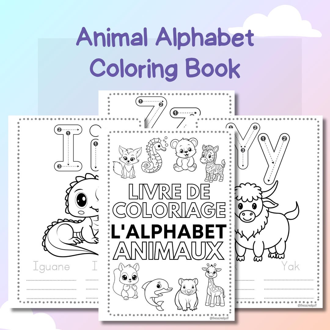 Printable Animal Alphabet Coloring & Tracing Book | PDF Download A4 ...