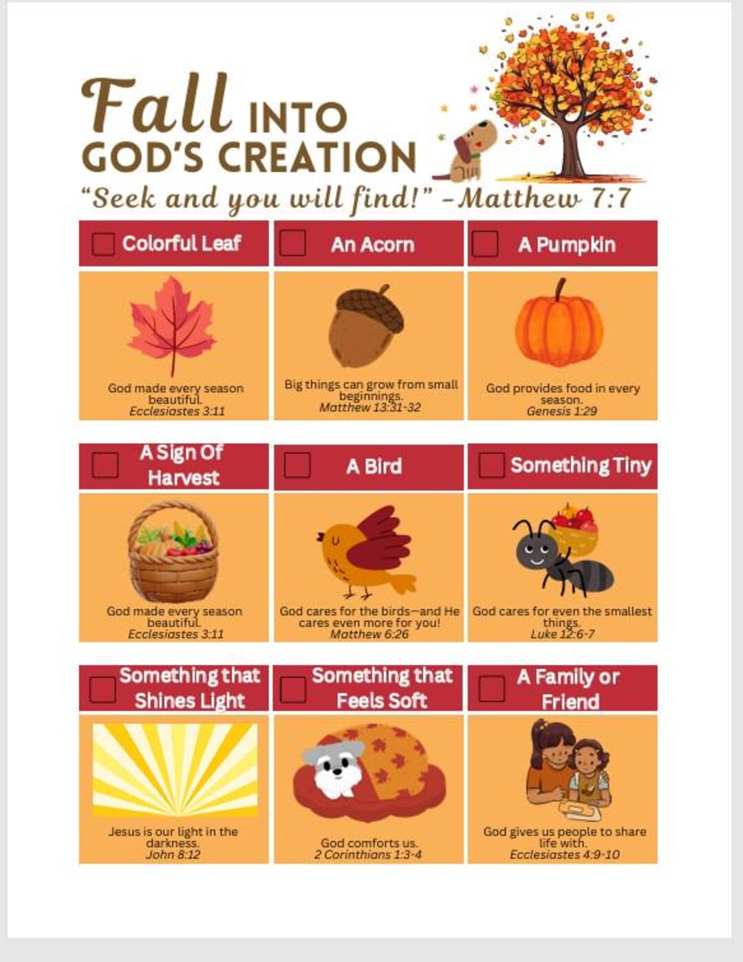 Fall Into God’s Creation: Christian Fall Scavenger Hunt | Faith-based ...