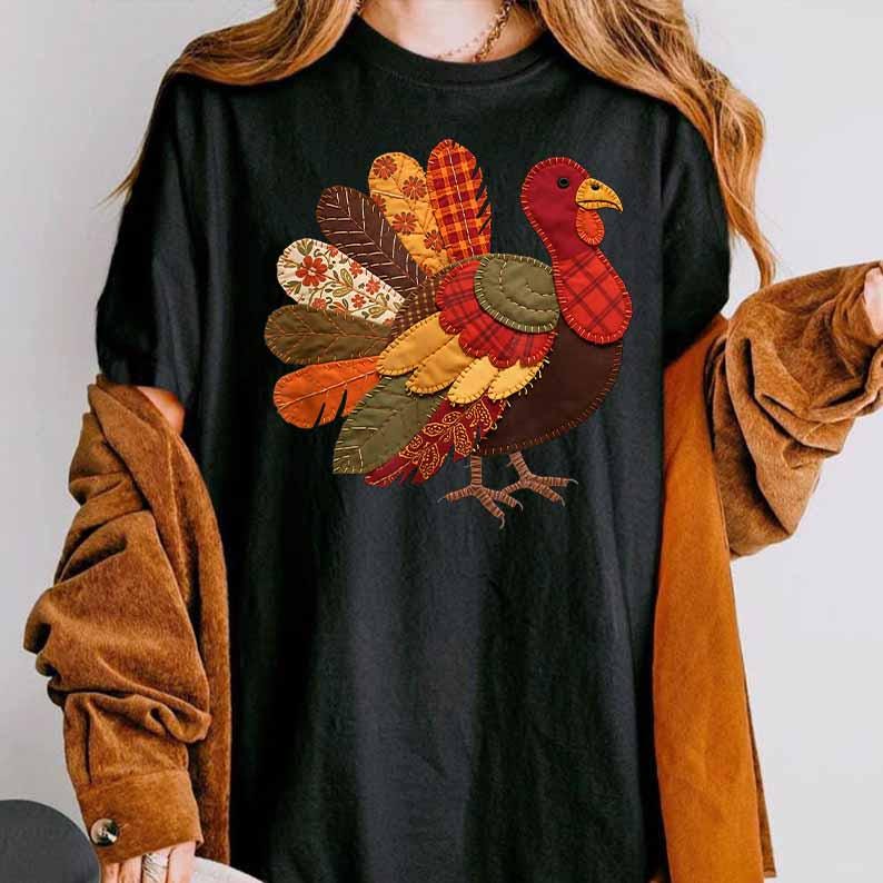 Thanksgiving Turkey PNG, Patchwork Quilt Clipart, Rustic Fall Download ...