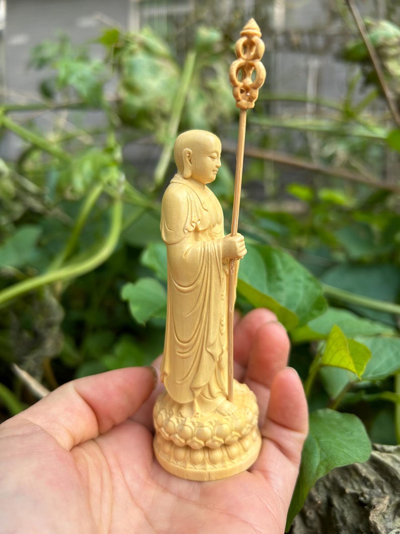 Solid Wood Carved Ksitigarbha Bodhisattva Statue Goddess Statue ...