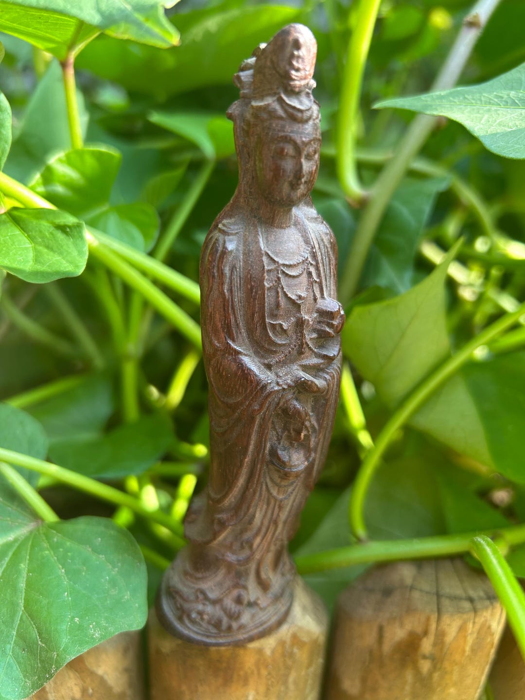 Wood Carved Rare Kwan-yin Guan Yin Boddhisattva Goddess Statue ...
